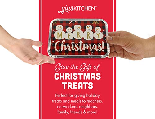 Gia's Kitchen Disposable Aluminum Pans with Lids, 24 Piece, Set of 12 - Heavy Duty Foil Pans with Lids Perfect for Leftovers, Holiday Treats, Gift Giving - Winter Friends Foil Container Rectangular