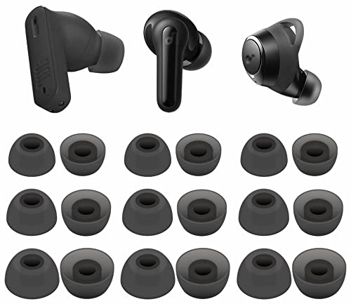 9 Pairs Ear Tips Compatible with JBL Tune 230NC TWS in-Ear Headphones, S/M/L 3 Size Silicone Eartips Earbuds Ear Buds Gel Wings Skin Accessories Compatible with Soundcore Life Series - Gray