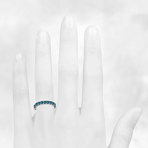 2.50 Carat Natural Blue Diamond Full Eternity Wedding Anniversary Bridal Band Ring 14K White Gold