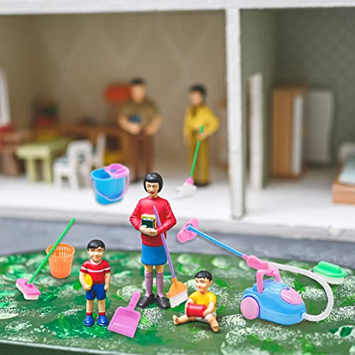 9 Pieces Miniature Dollhouse Cleaning Supplies, Mini Mop, Dustpan, Brush, Broom and Bucket Housework Tools, Doll House Accessories Pretend Play Decoration
