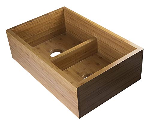 ALFI brand AB3321 33-Inch Double Bowl Bamboo Kitchen Farm Sink