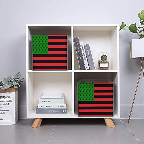 African American Flag Large Cubes Storage Bins Collapsible Canvas Storage Box Closet Organizers for Shelves