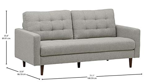 Amazon Brand β Rivet Cove Mid-Century Modern Tufted Apartment Sofa, 72"W, Light Grey