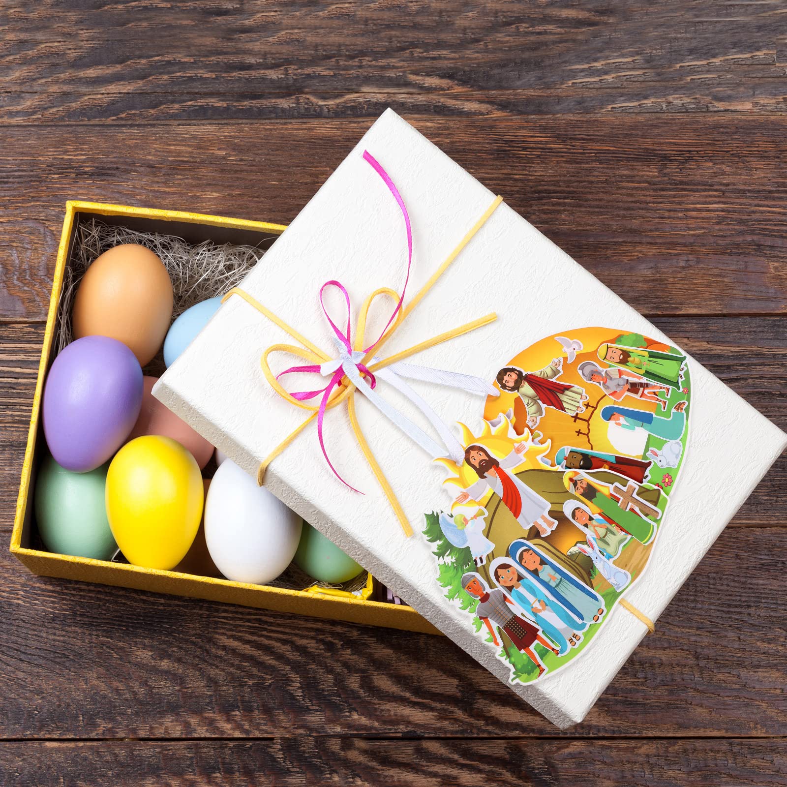 Civaner Make an Easter He Lives Sticker Scenes Religious Easter Stickers Craft Kit for Kids Resurrection Stickers Tree Ornaments Office Christian Jesus Stickers He is Risen Hanging DIY Art(16 Sets)
