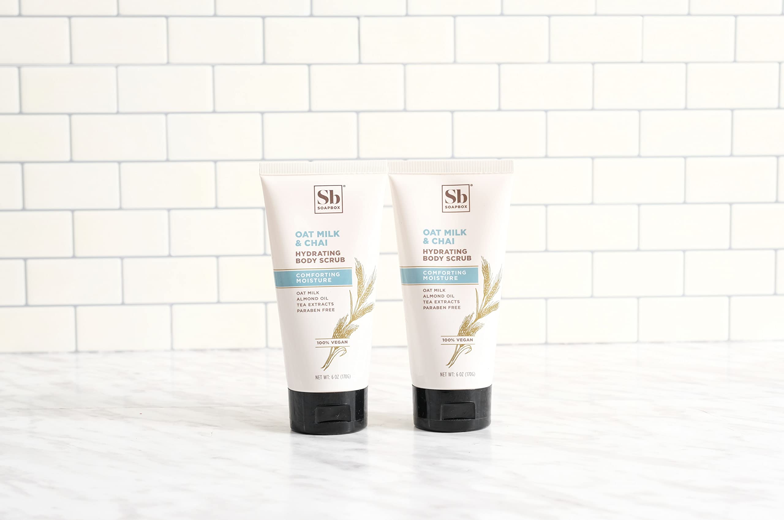 Soapbox Gentle Exfoliating Body Scrub ? Oat Milk & Chai ? 6oz ? Moisturizing Body Scrub for Visibly Smoother Skin with Coconut Oil and Oat Milk