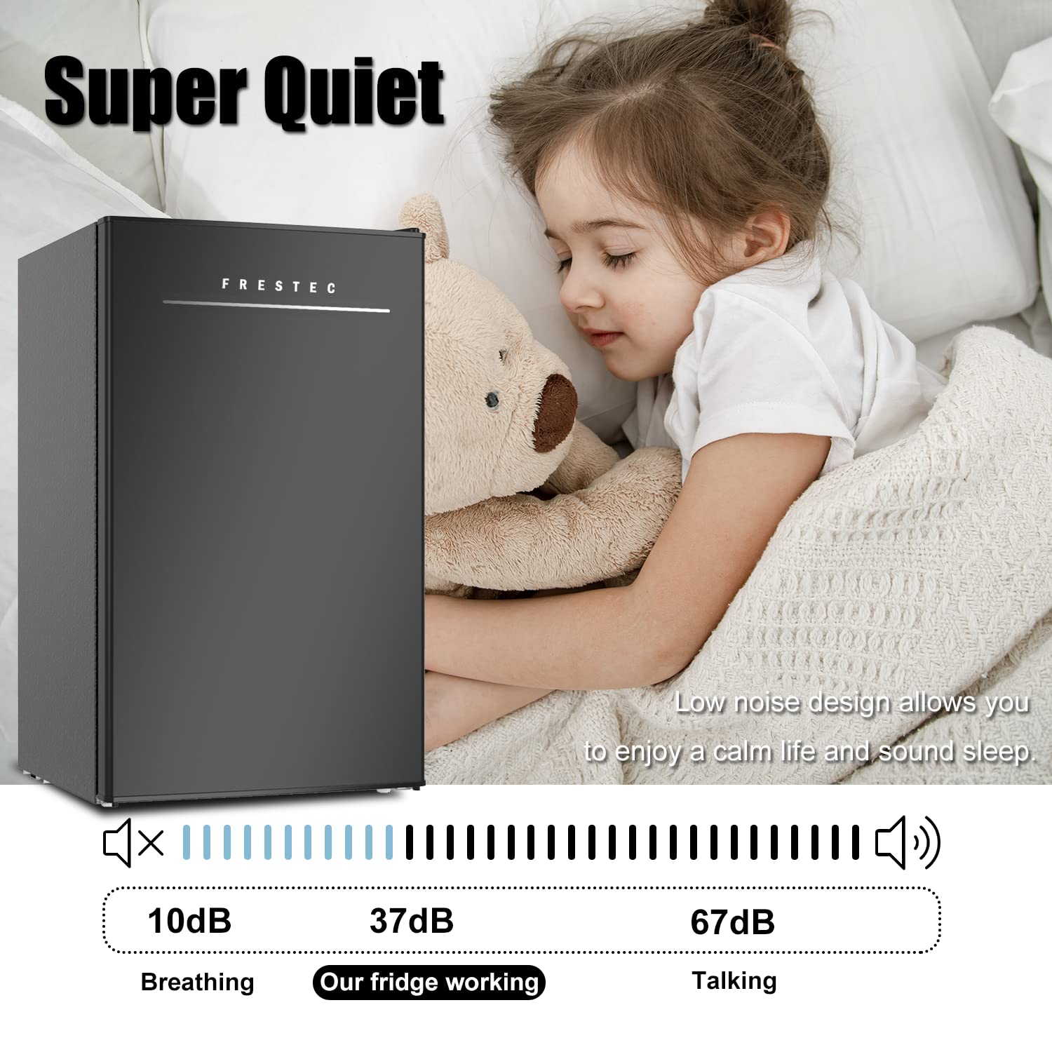 4.5 Cu.Ft Compact Fridge Mini Refrigerator with Freezer Small Refrigerator Auto Defrost,Super Quiet,6 Adjustable Mechanical Thermostat,Energy Saving,LED Inside for Room Dorm Office (Black)