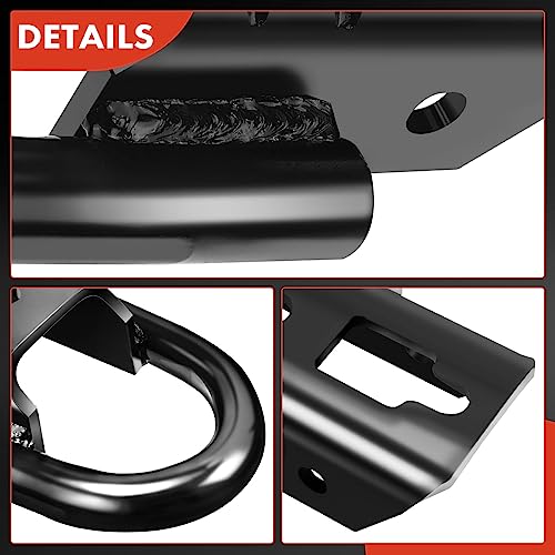A-Premium Pair (2) Front Tow Hooks Heavy Duty D-Ring with Hardware Compatible with Ford F-150 F150 2009-2021 Pickup, Front Left and Right, Replace# FL3Z17A954C