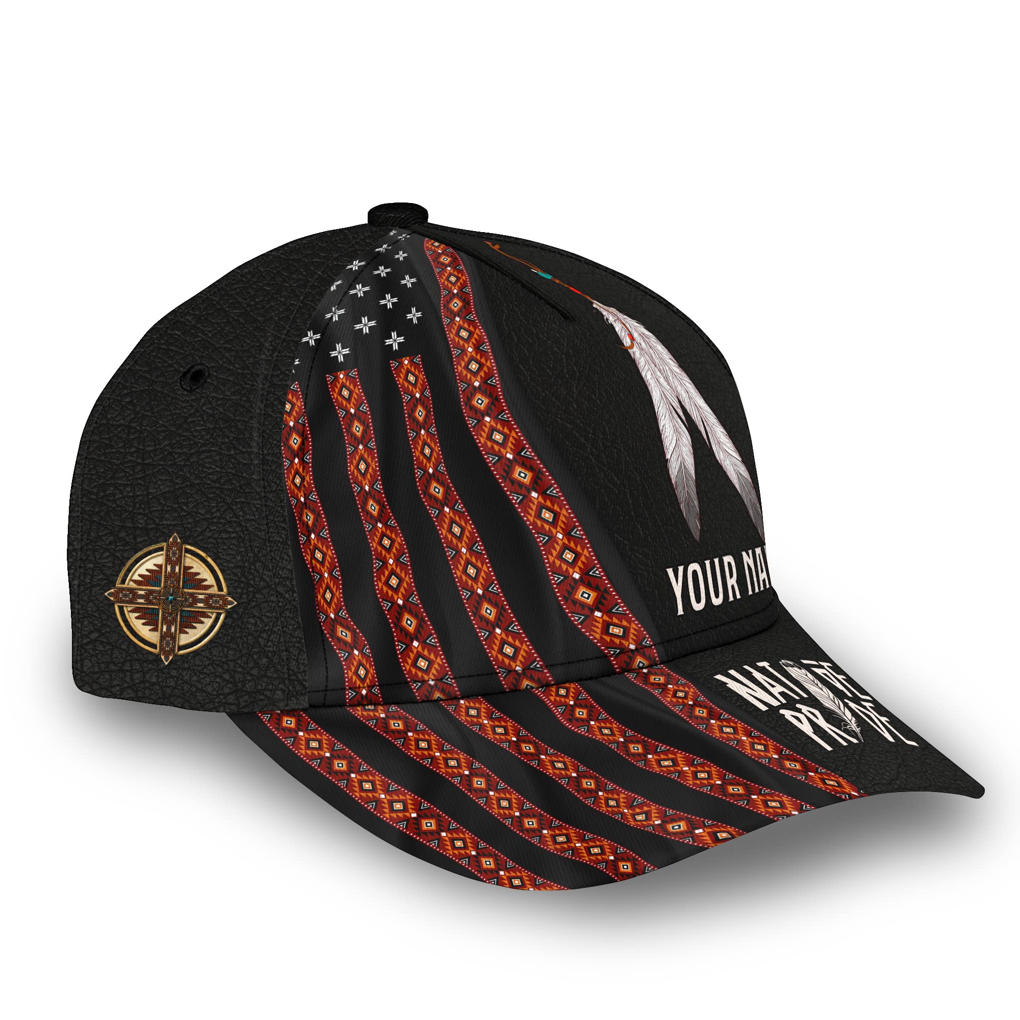 3D Printed Customize Native Pride Snapback Cap Feather Classic Hat Gift for Men Women Multicolor