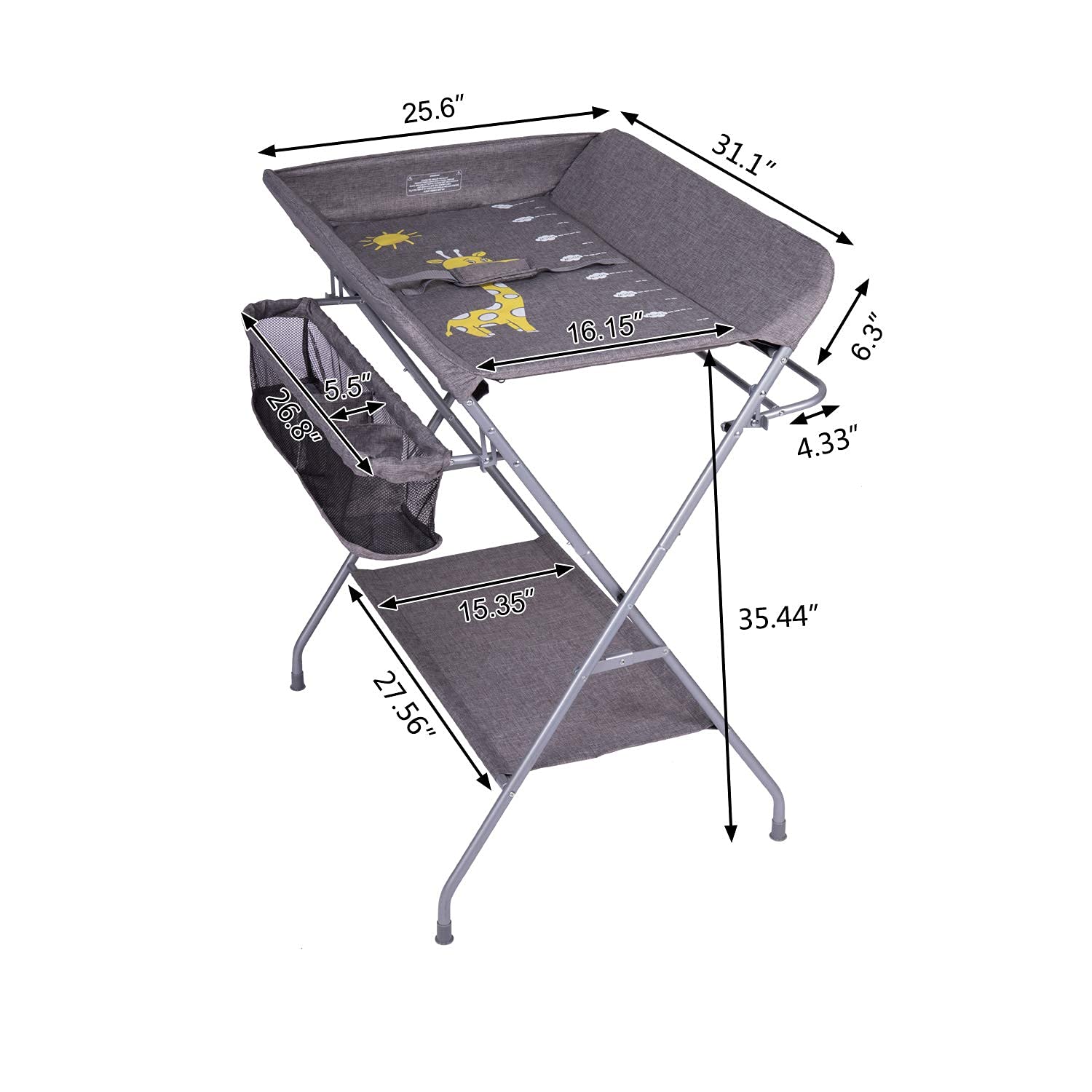 Kinfant Portable Baby Changing Table - Folding Diaper Station Nursery Organizer for Infant