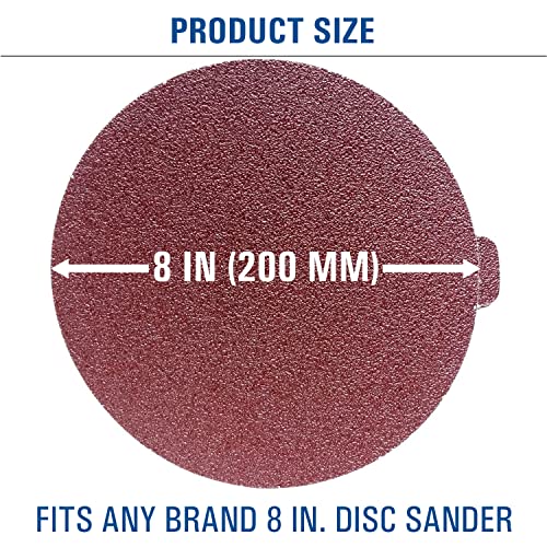 8 Inch Heavy Duty Adhesive Sticky Back Tabbed Sanding Discs (25 Pack, 80 Grit)