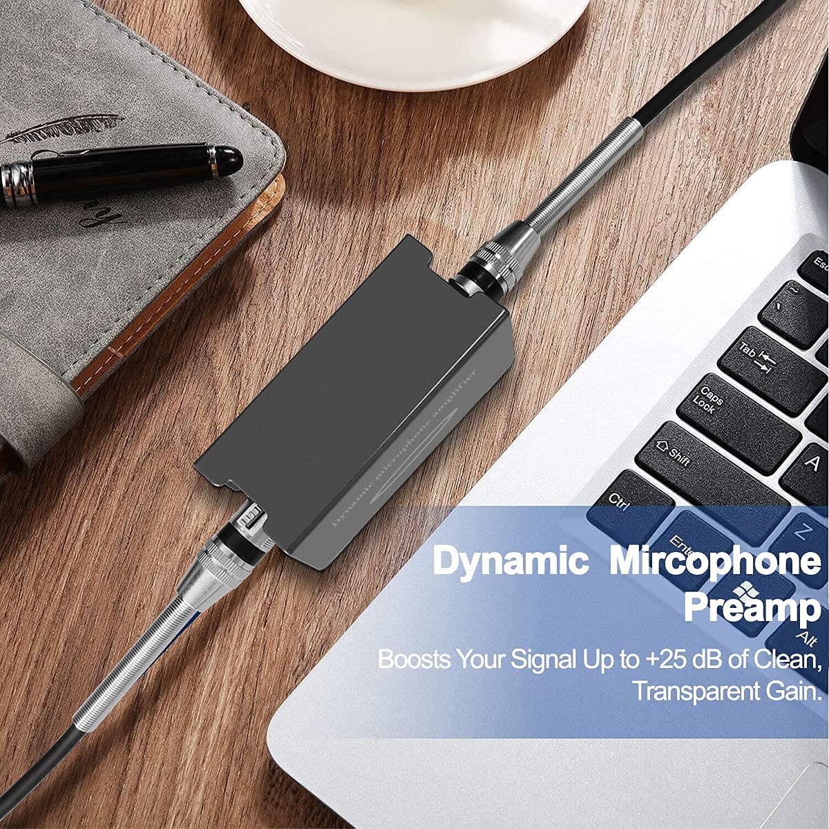 Microphone Preamp for Shure SM7B /SM58 /55SH Machine SMM-205 Dynamic Mircophone Preamp Booster for Livestream/Broadcast/Podcast/Vocal Recordings(GRAY)