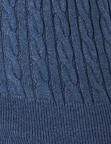 Amazon Essentials Women's Lightweight Long-Sleeve Cable Crewneck Sweater (Available in Plus Size), Blue Heather, Medium