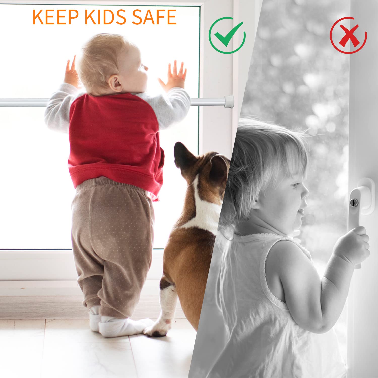 3 Pcs Window Security Bar 15.75-27.6 Inch Adjustable Window Locks Security Bar Sliding Glass Door Lock Security Bar White Security Window Lock Bar for Children Home, Extends from 15.75-27.6 Inch