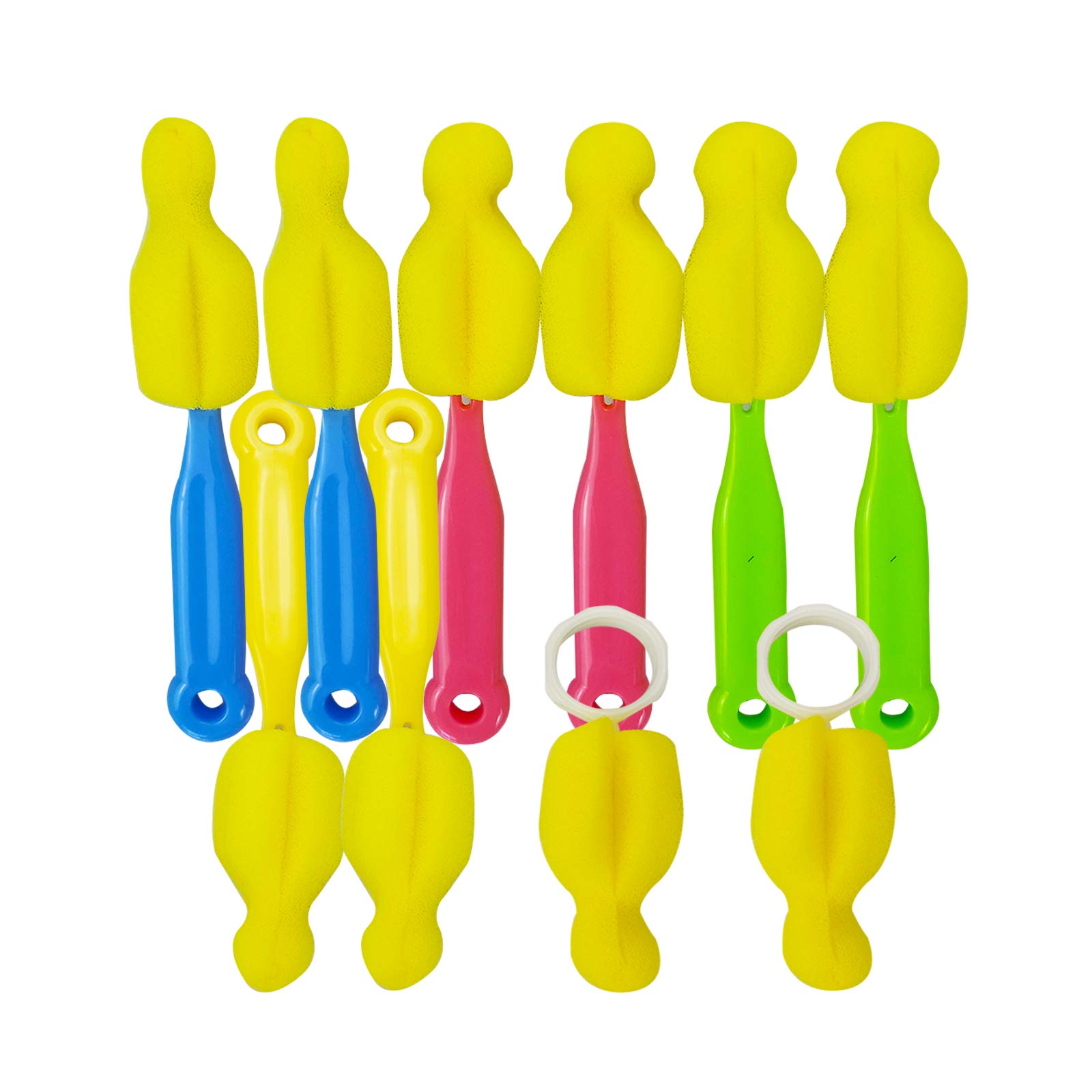 Cindy&Will 10Pcs BPA Free Nipple/Baby Milk Bottle Pacifier Sponge Cleaning Brushes Cleaner Set for All Wide and Standard Nipples, Assorted Color