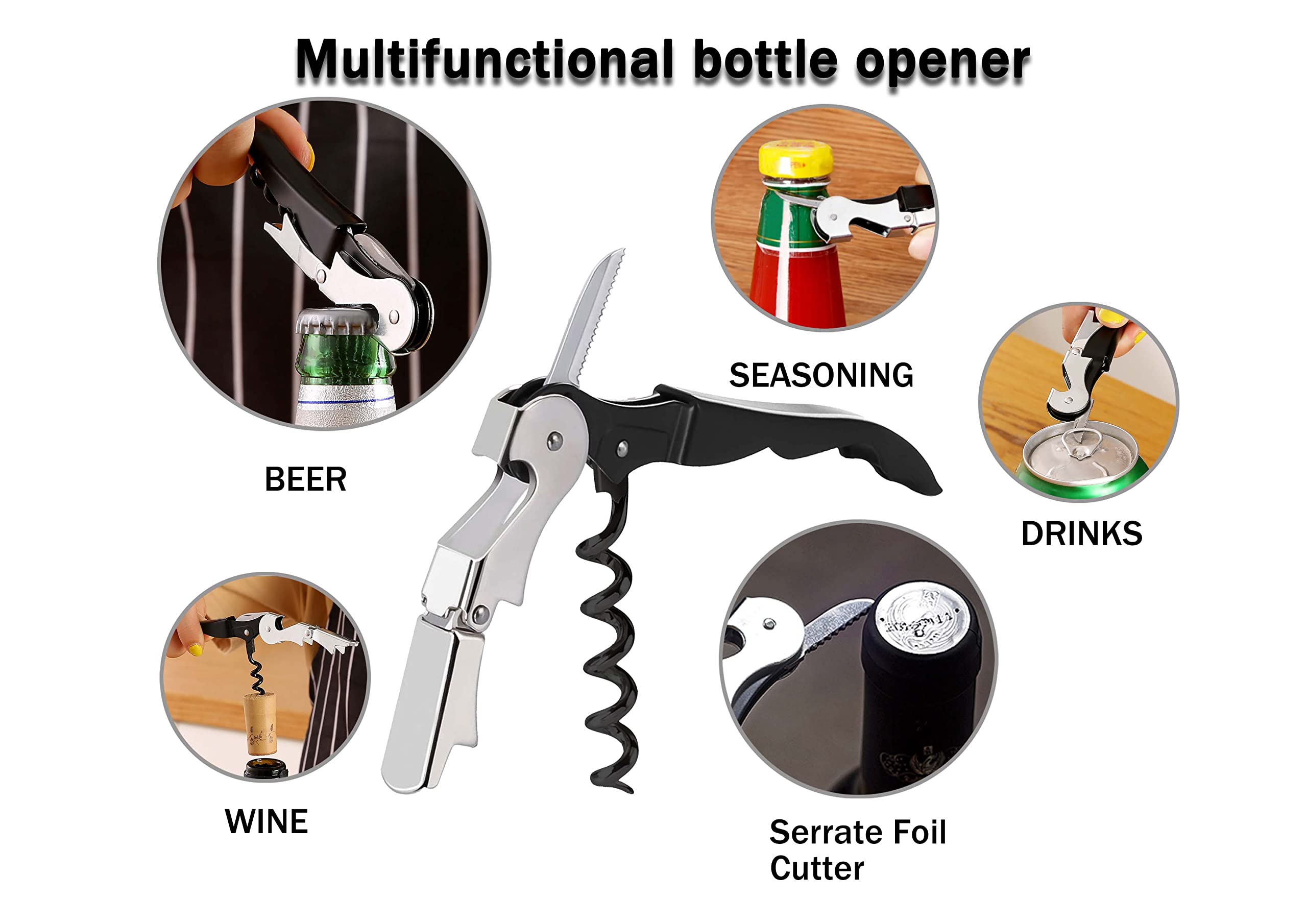 24 Packs Wine Opener,Beer or Wine Corkscrew Bulk Opener Wine Keys Serrated Foil Cutter,three-in-one Stainless Waiters Corkscrew,for Picnic, party, family,Restaurants(Black)