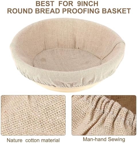 6 Packs Round Bread Proofing Basket Cloth Liner Rattan Baking Dough Basket Cover Natural Rattan Banneton Proofing Cloth(10 Inch)