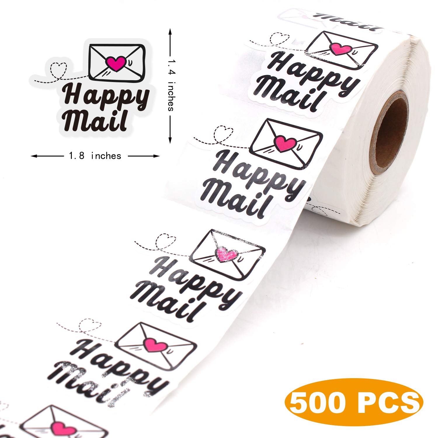 unp 1.5 Inch Happy Mail Stickers, Thank You Sticker, Small Shop Sticker, Small Business, Packaging Sticker, 500PCS