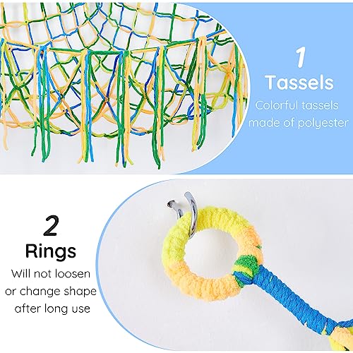 Basumee Stuffed Animals Net or Hammock Toy Storage Organizer Toy Hammock Hanging Stuffed Animals Storage Holder with Tassels for Nursery Kids Bedroom Room Wall Décor, Yellow-Green