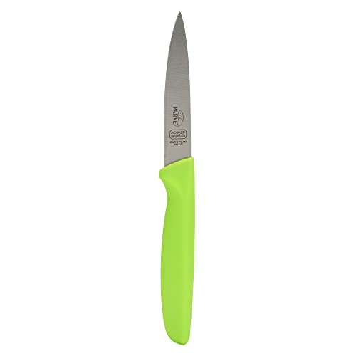 The Kosher Cook Parve Green Kitchen Knife - 4” Steak and Vegetable Knife - Razor Sharp Pointed Tip, Straight Edge - Color Coded Kitchen Tools