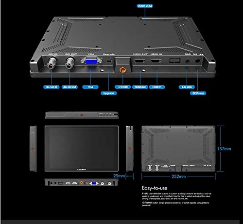 LILLIPUT A11 10.1" FHD PRO 4K HDMI SDI VGA Input Broadcast Monitor w/G+G Technology Free F970 Battery & Gimbal Stand