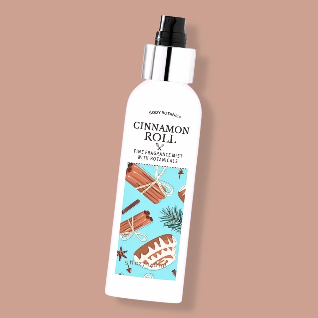 Cinnamon Roll ALCOHOL-FREE Perfume Fine Fragrance Mist by Body Botanic 5 Fl Oz 148 Ml ~ the Irresistibly Yummy Scent of Cinnamon Buns drizzled with Vanilla Buttercream Icing