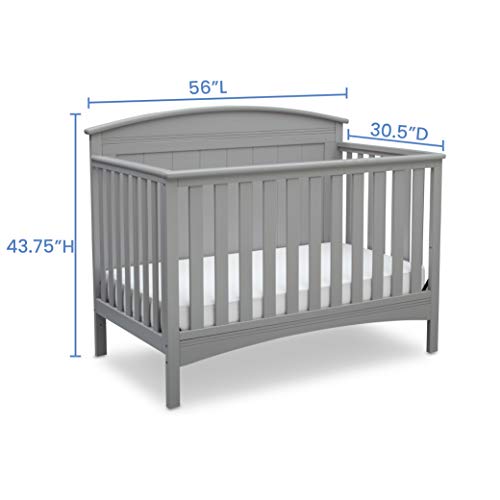 Delta Children Archer 4-in-1 Crib, Grey with Twinkle Stars Crib & Toddler Mattress