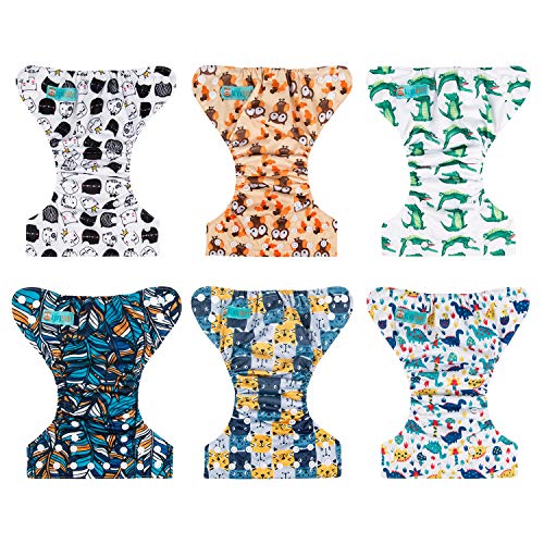 ALVABABY Pocket Newborn for Less Than 12pounds Baby Snaps Cloth Diapers Nappy 6pcs with 12 Inserts 6SVB10