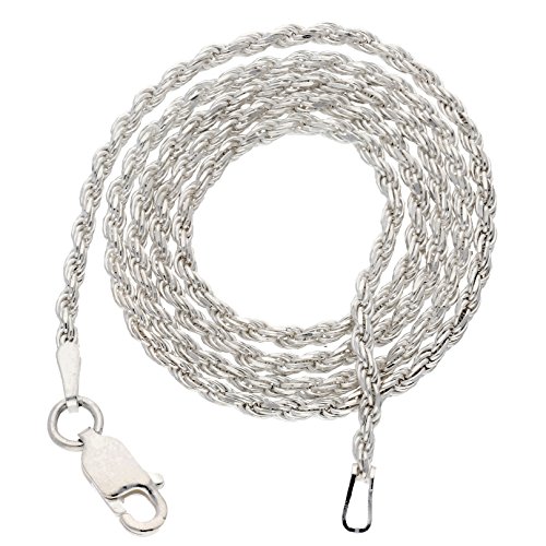 2mm Sterling Silver 32" Diamond-Cut Rope Chain Necklace(Lengths 14",16",18",20",22",24",26",28",30",32",34",36")