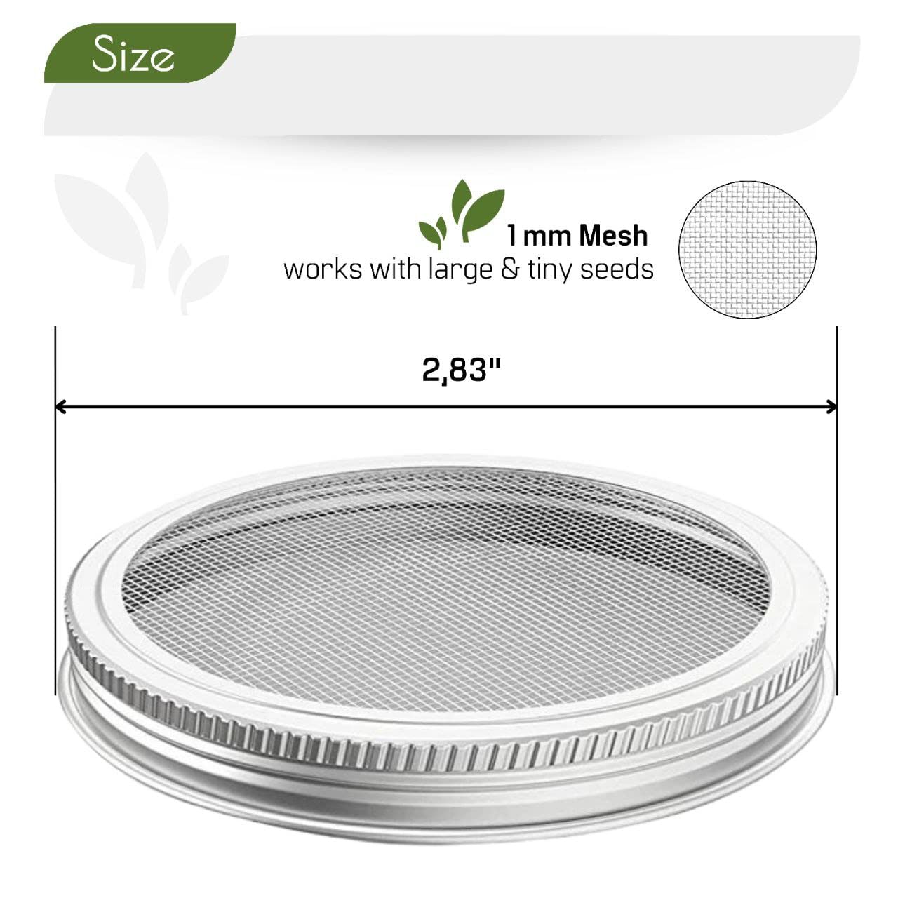 2PCS Stainless Steel Sprouting Lids – Regular Mouth Mason Jars Lids for Germination Kit Mason Jar Mesh Lids for Sprouts Grow Kit Sprouting Jar Lids for Growing Broccoli Alfalfa Mung Bean Sprouts