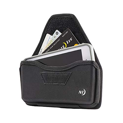 Nite Ize Hardshell Nylon Phone Pouch for Samsung Galaxy S23 S22 Ultra S21 S20 Plus 5G , Rugged , Heavy Duty Holster, Fixed Belt Clip Holder, Fits (Defender Commuter) Cases On Cell Phone (Horizontal)