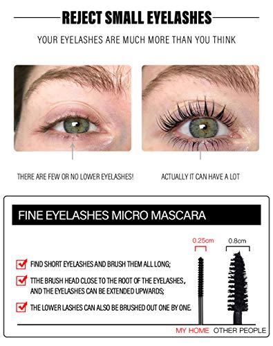 2PCS Ultra Fine Black Mascara,Skinny Mascara,Catching tiny eyelashes,No clumping(2.5mm Diameter)