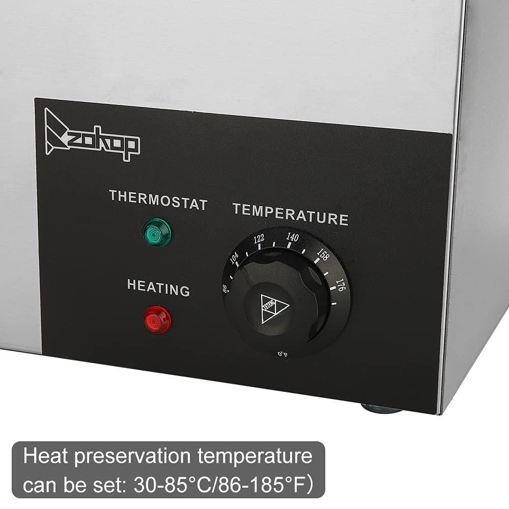 600W Commercial Food Warmer 5L x 4 Stainless Steel Plates Heating Food Warming Soup Pool 30-85°C/86-185°F