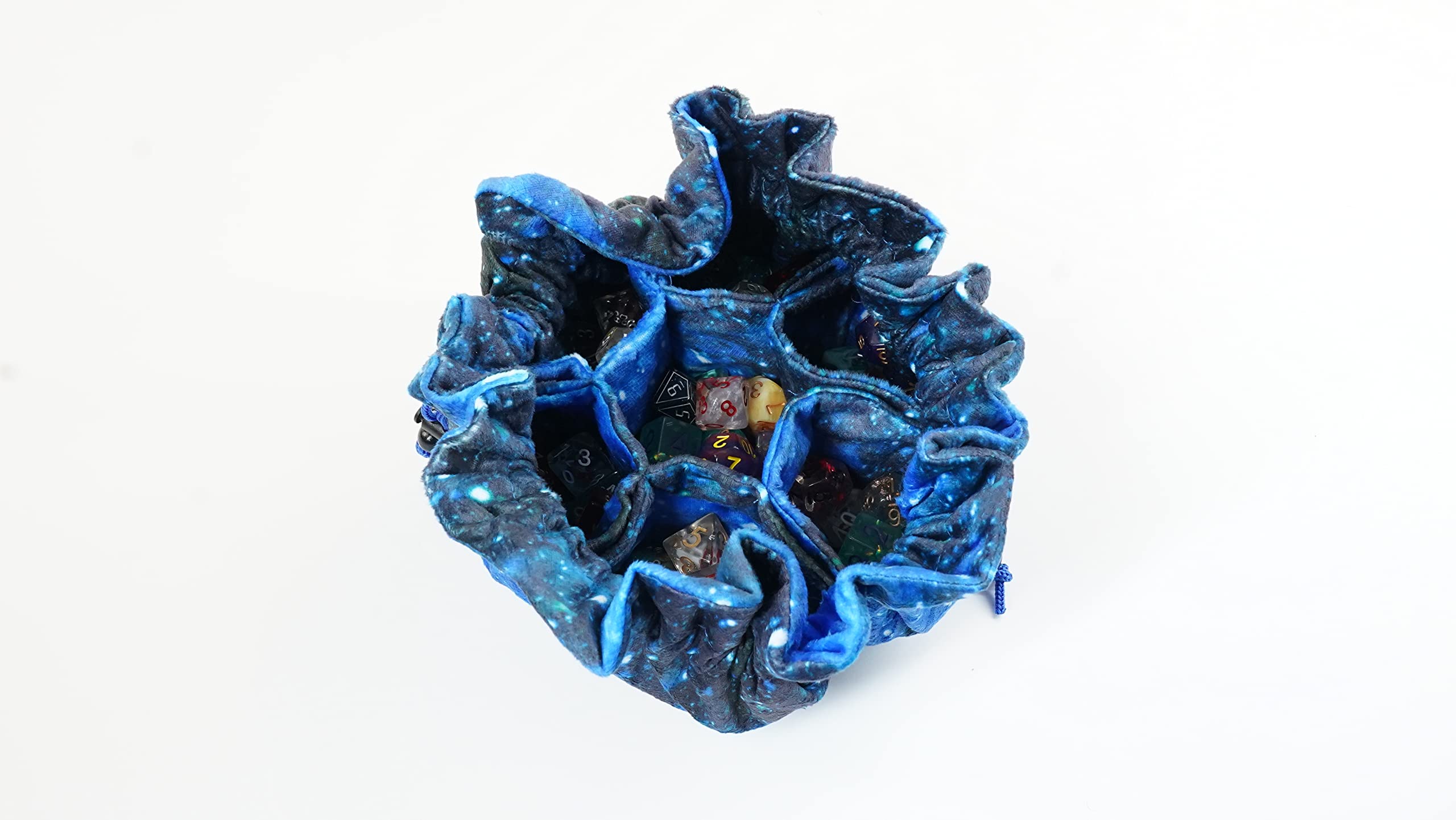 FanRoll Velvet Compartment Dice Bag with Pockets: Galaxy, Role Playing Game Dice Accessories for Dungeons and Dragons