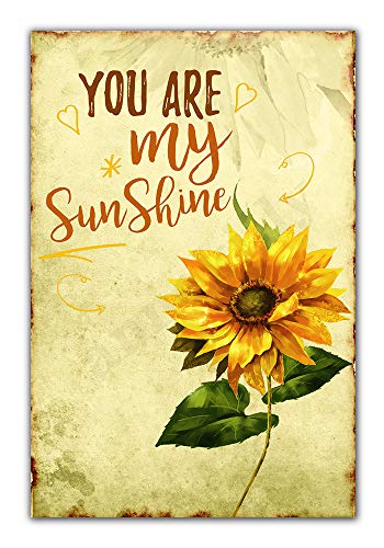 Sunflower sign You Are My Sunshine Sunflowers Retro Vintage Metal Plaque Tin Sign Home Kitchen Bedroom Hotel Restaurant Wall Art Decor Signs 12X8inches
