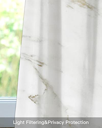 Amaze-Home Curtain Valances for Windows, White Gold Marble Window Valances, Wild Symbol Window Treatment Rod Pocket Valance Curtains for Kitchen/Bedroom/Bathroom 60x18 inch, 1 Panel
