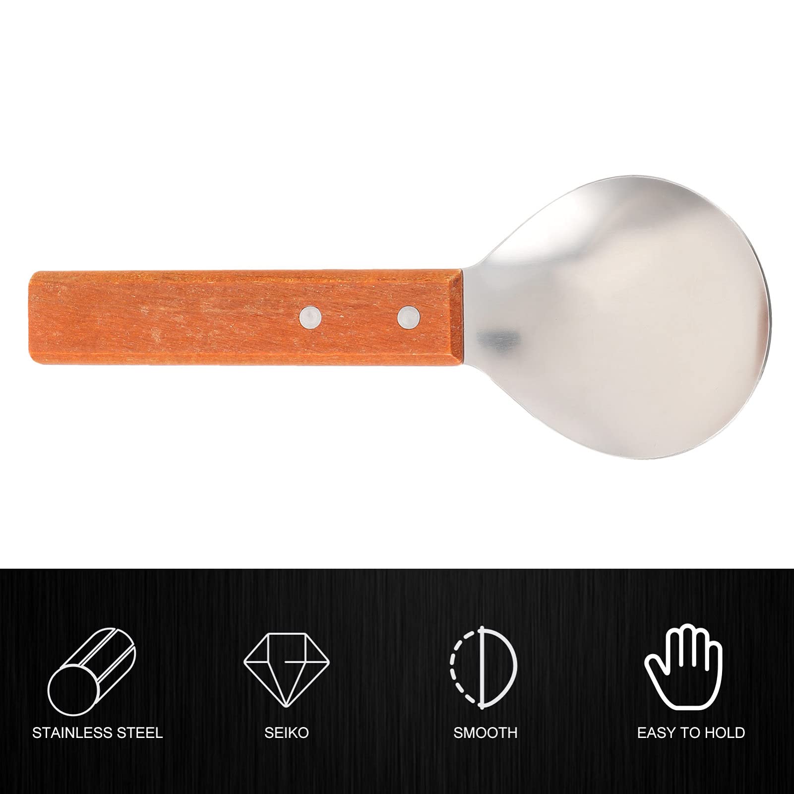 2Pcs Japanese Rice Spatula Versatile Non Stick Serving Spoon with Wood Handle Tofu Scoop Spoon for Home Kitchen Small