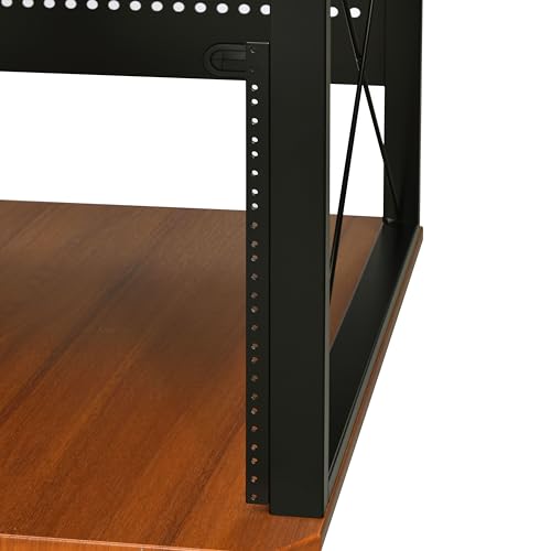 Acme Furniture Metal and Wooden Music Desk with Wheels, Cherry and Black