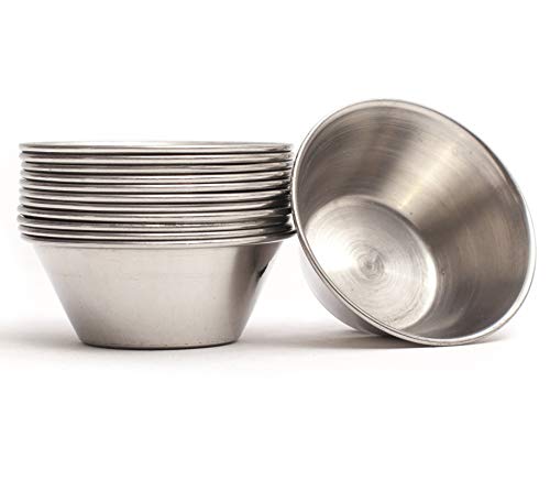 EHOMEA2Z Ramekin Stainless Steel Condiment Sauce Cups Au Jus Commercial Grade 24 Pack (24, 1.5 oz)