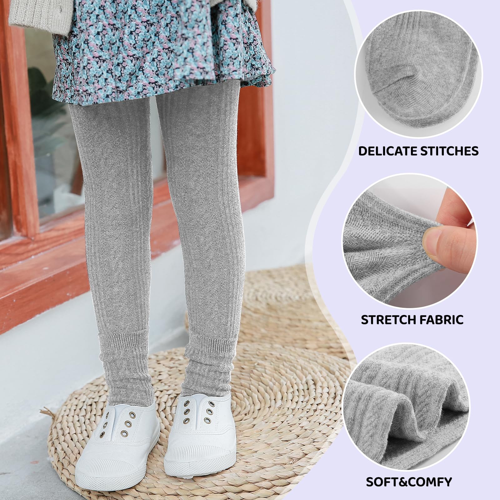 BOOPH Girls Leggings Pants Sock Set Toddler Footless Tights 2-4T Multi1