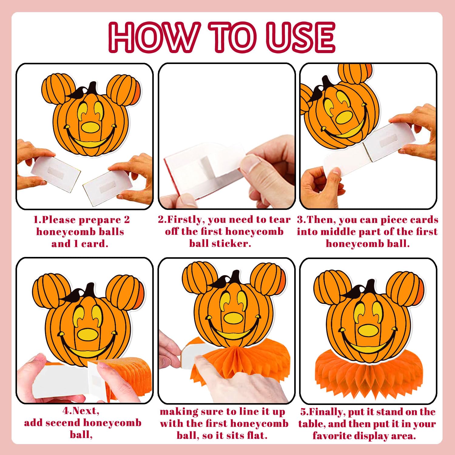9pcs Mouse Halloween Decorations Honeycomb Centerpieces Double Sided Halloween Party Decorations 3D Table Decorations Cute Themed Decorations for Celebrating Halloween Party