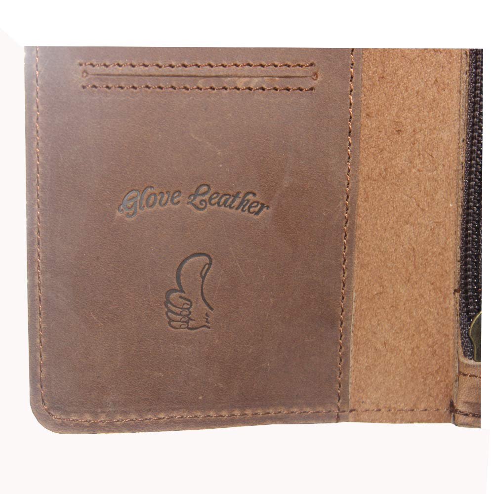 Baseballfan Super Quality New Vintage Cowhide Baseball Glove Leather Wallet with Centre Filed Pattern Wristlet Bag RFID Blocking Wallet in Gift Box for Lady's Gift