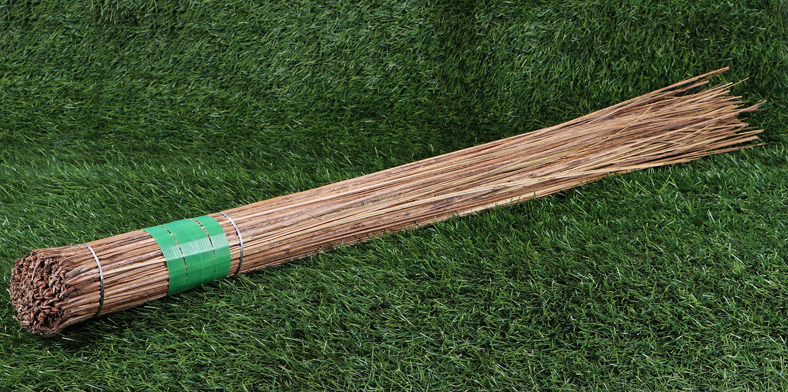 3 Piece of 32 inch Multi-Surface Sturdy Outdoor Authentic Coconut Leaf Broom Asian Heavy Duty Broom Thai Natural Coconut Leaf Broom (Country Rustic)