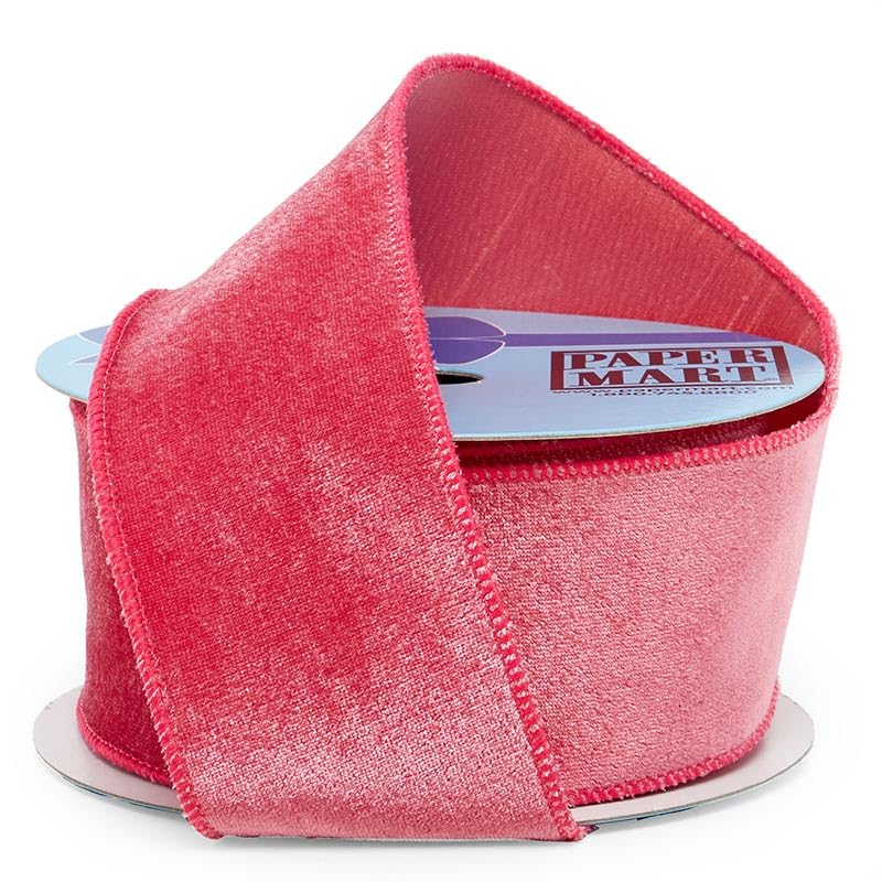 2 1/2" X 10 Yards Premium Velvet Wired Ribbon - Hot Pink