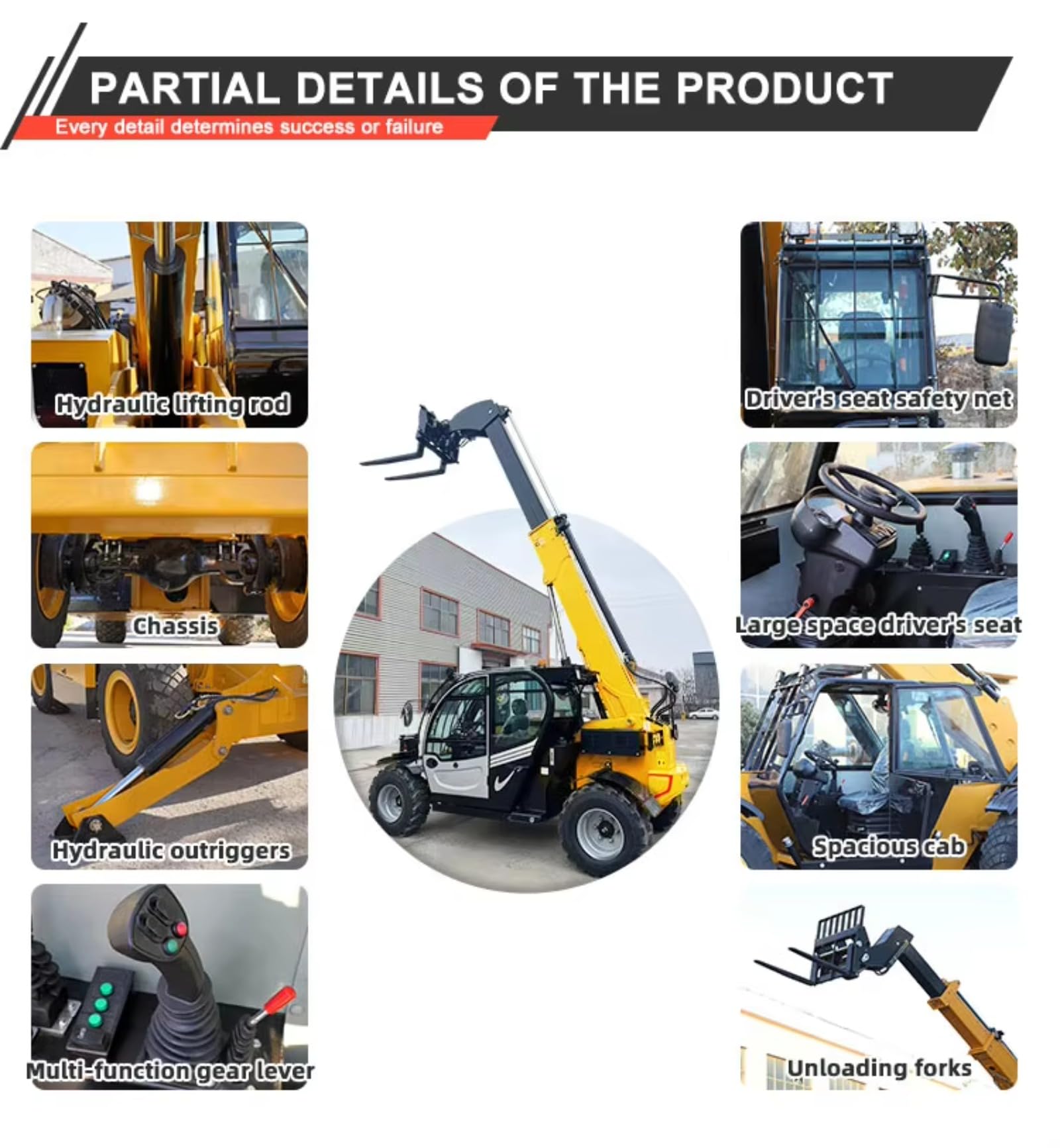 4000Lbs Telescopic Load Handler Forklift Telescoping Jib Boom Truck Crane Exceptional Load Handling Telescopic Forklift with High Lifting Capacity