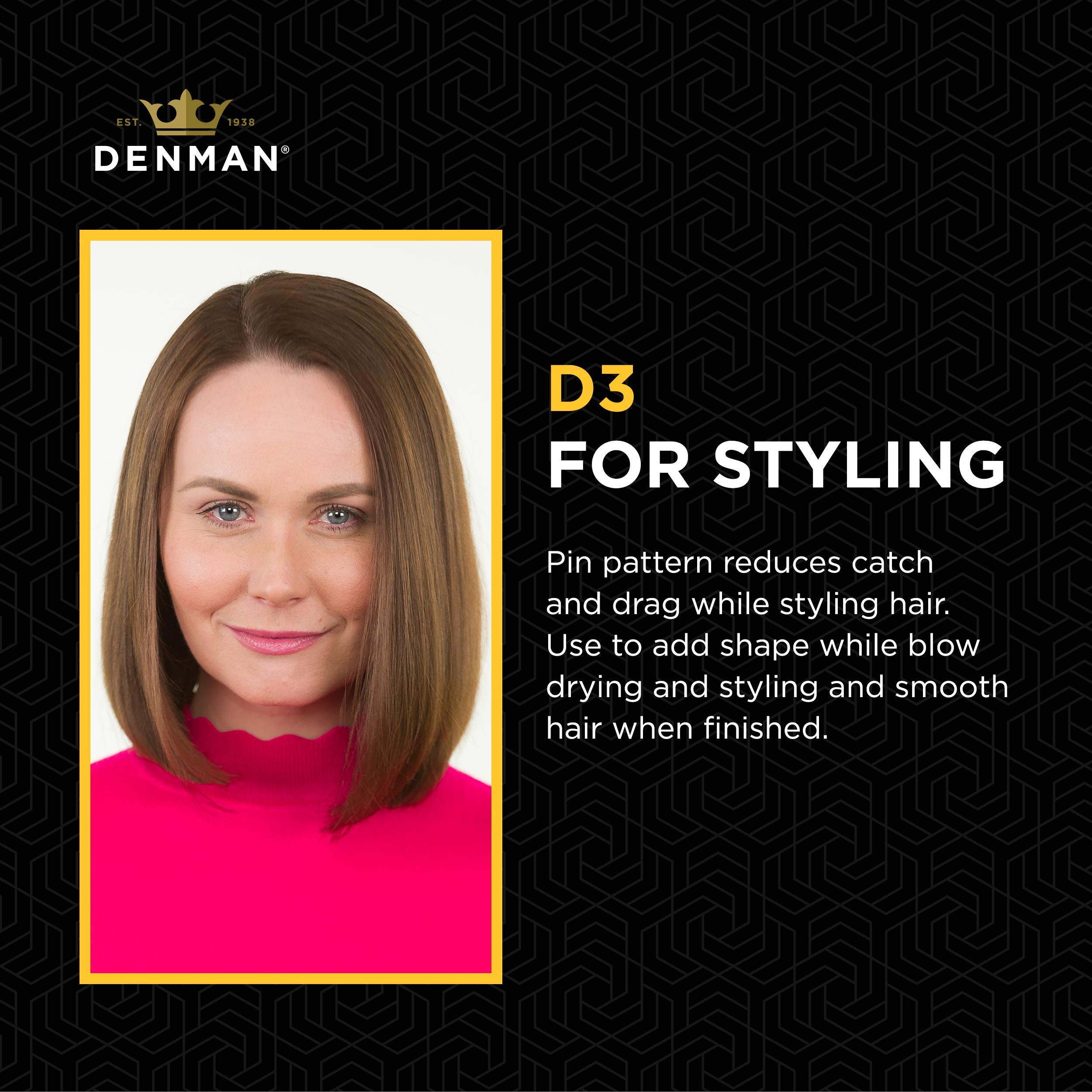 Denman Original Curl Definer & Styler 7 Row Hairbrush for Detangling, Separating, and Defining Curls, Curly Hairbrush - D3 Wild Flowers