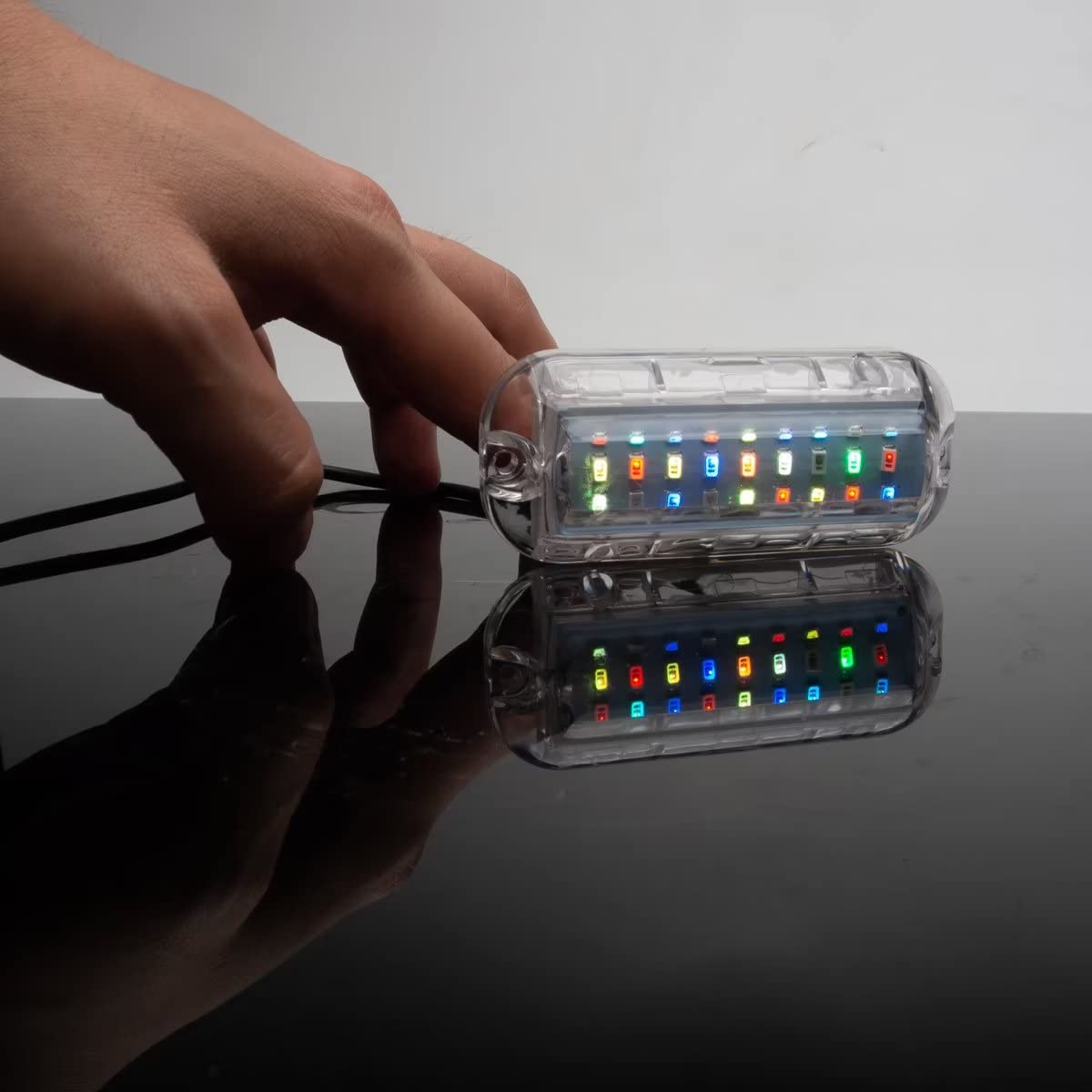 2PCS Waterproof Marine boat Lights, 7 Colors 27 LEDs Underwater Lighting Boat Transom Navigation Lights Drain Plug Lights Courtesy Lamp Deck Lights for Cruise Ships, Yachts, Sailboat