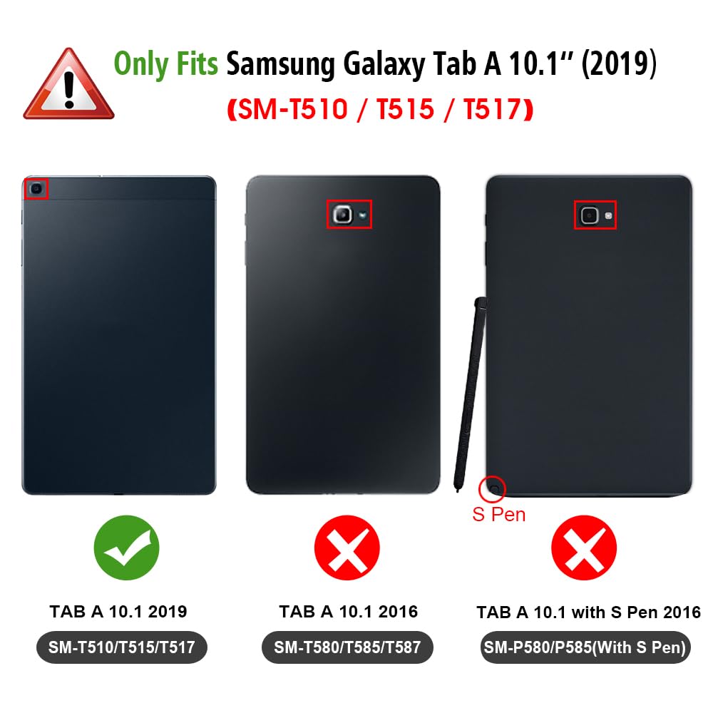 Fintie Shockproof Case for Samsung Galaxy Tab A 10.1 2019 Model SM-T510 / T515 / T517, Tuatara Rugged Unibody Hybrid Full Protective Bumper Kickstand Cover with Built-in Screen Protector, Black