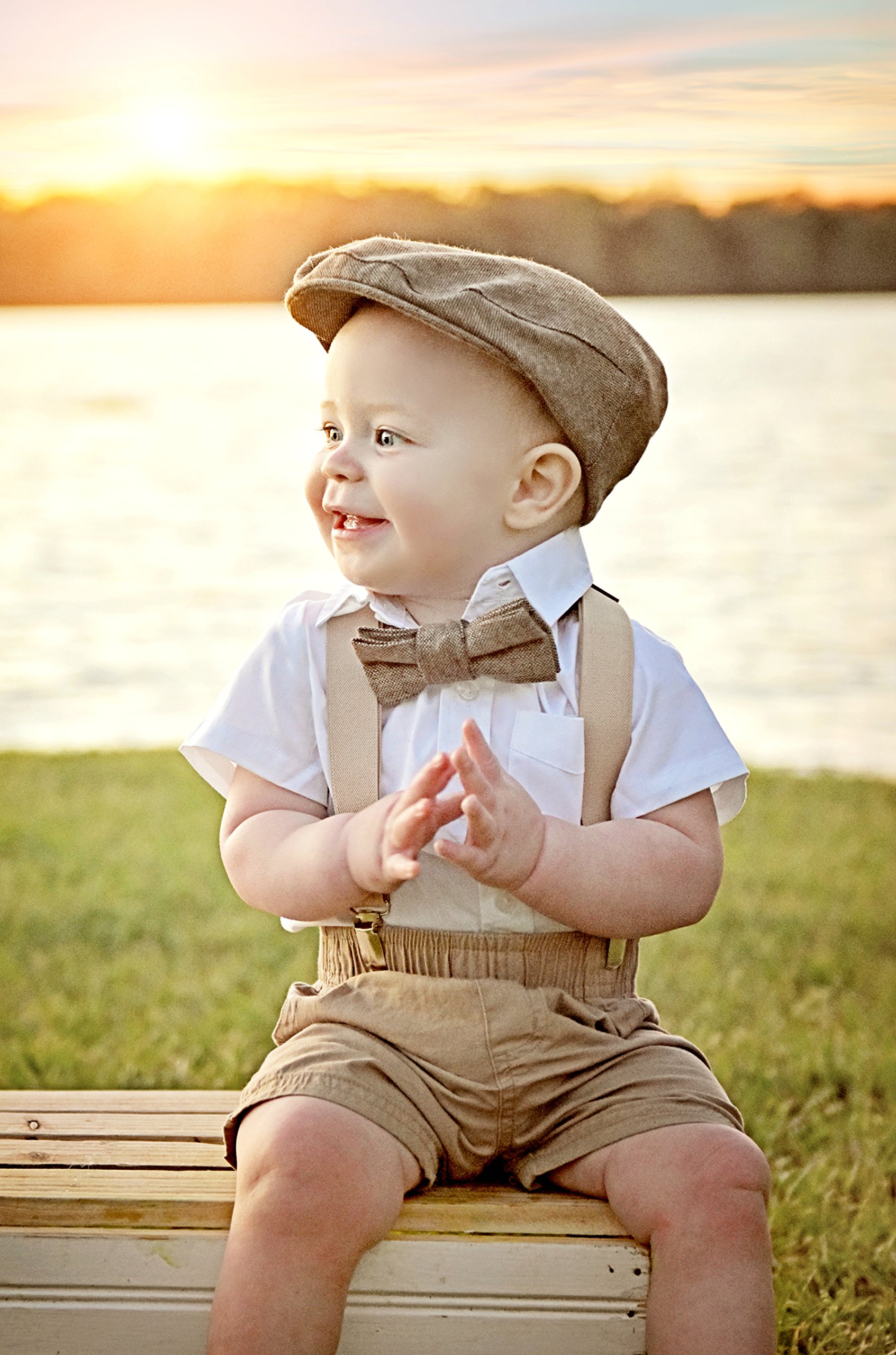 Born to Love Baby Boys Hat Tweed Page Driver Cap, Beige, 12-18 Months