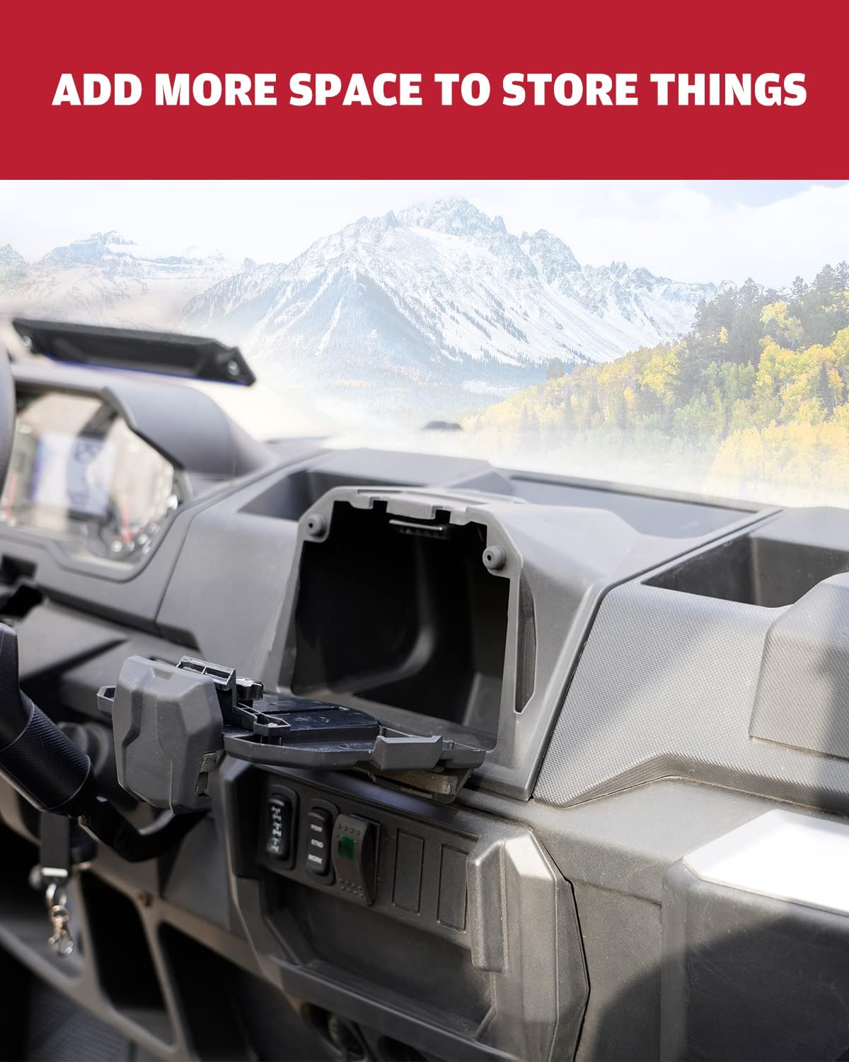 A & UTV PRO Electronic Device Tablet Holder, Phone Ipad GPS Holder Mounts with Storage Box Organizer Tray for 2018-2024 Polaris Ranger XP 1000 Crew Diesel Accessories,1PC