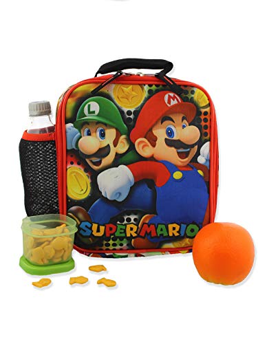 SUPER MARIO Bros Boy's Girl's Meal Holder, Soft Insulated School Lunch Box (One Size, Red/Multi)